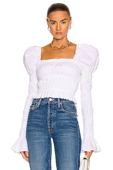 CAROLINE CONSTAS Delilah Top In White FWRD
