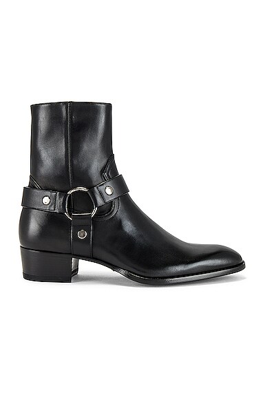 Saint Laurent Wyatt Harness Boot In Black Fwrd