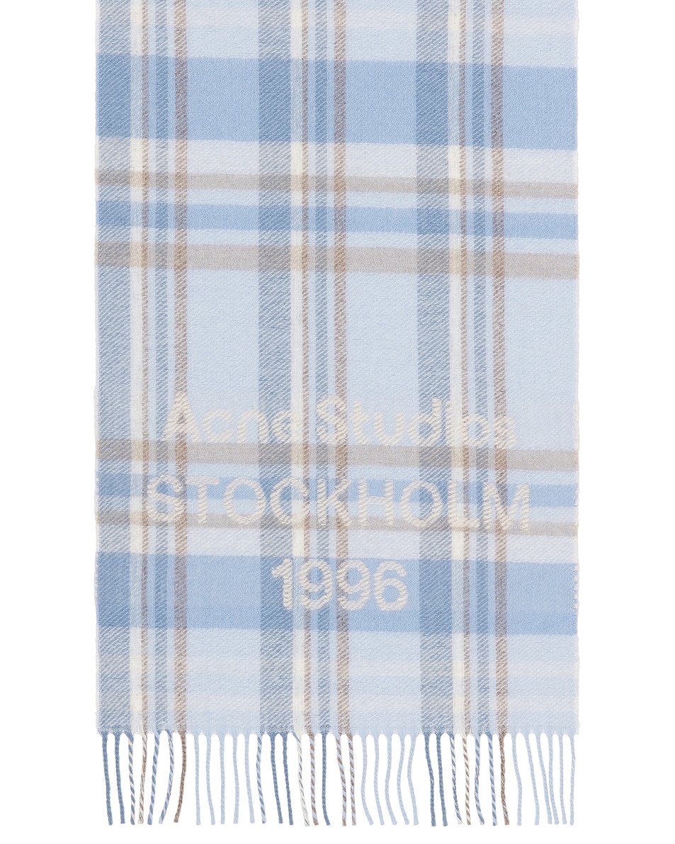 Acne Studios Check Jacquard Scarf in Aqua Blue & Beige | FWRD