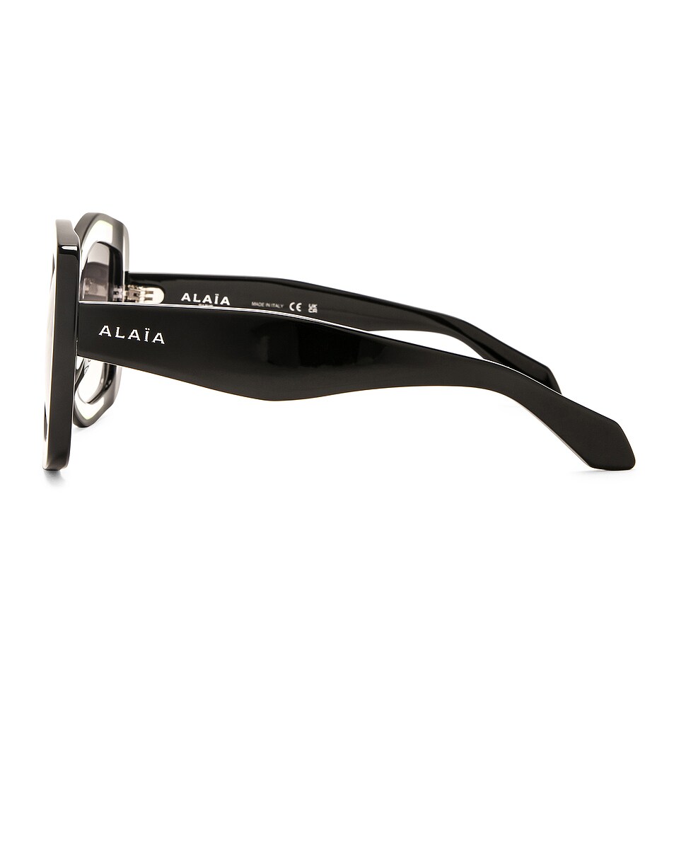 ALAÏA Square Acetate Sunglasses in Shiny Crystal & Black | FWRD