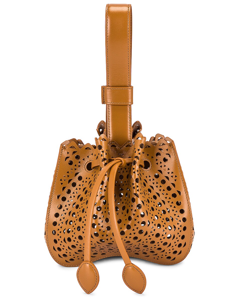 ALAÏA Rose Marie 16 Leather Laser Cut Bag in Tan Clair | FWRD