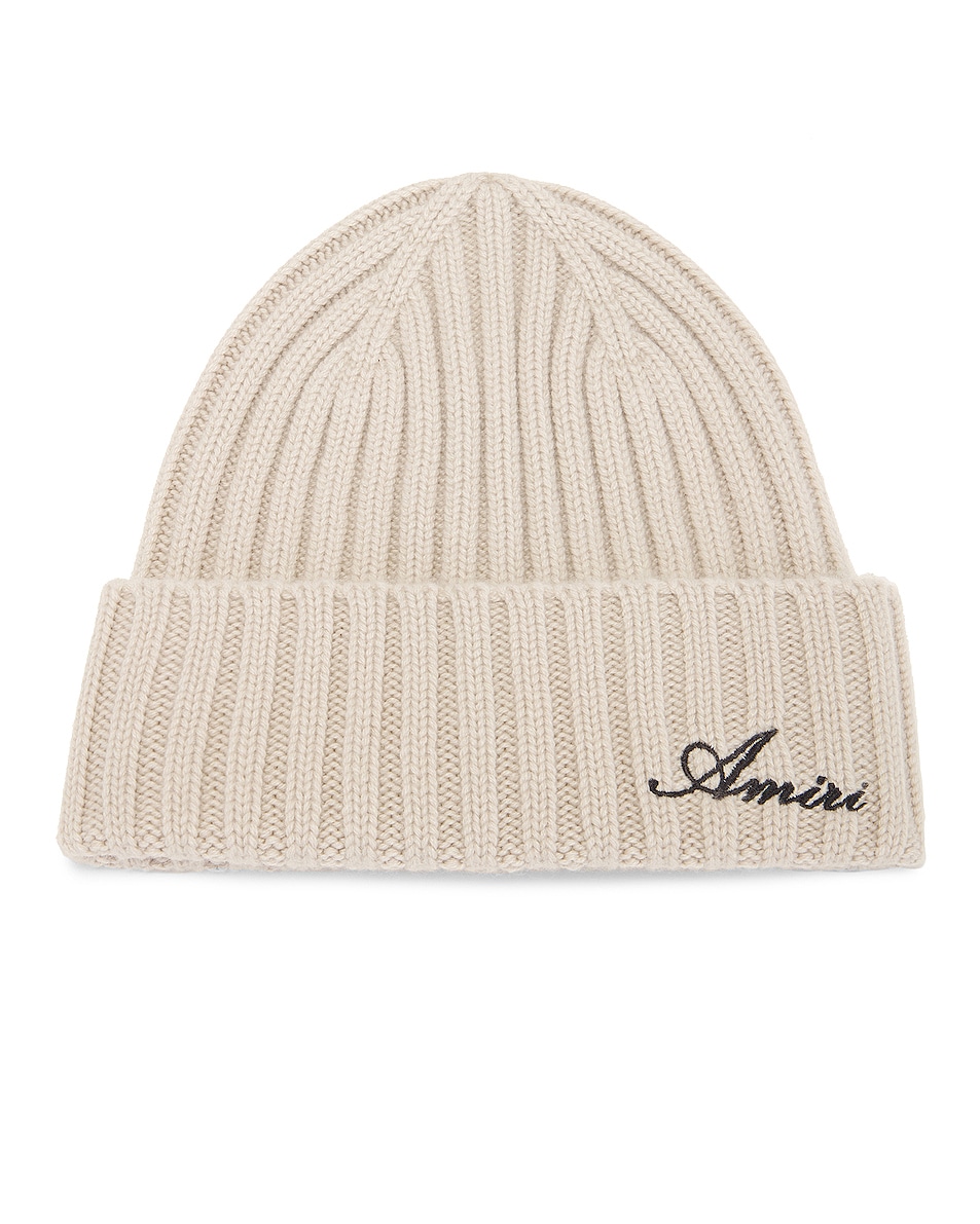 Amiri Script Beanie in Swansdown | FWRD
