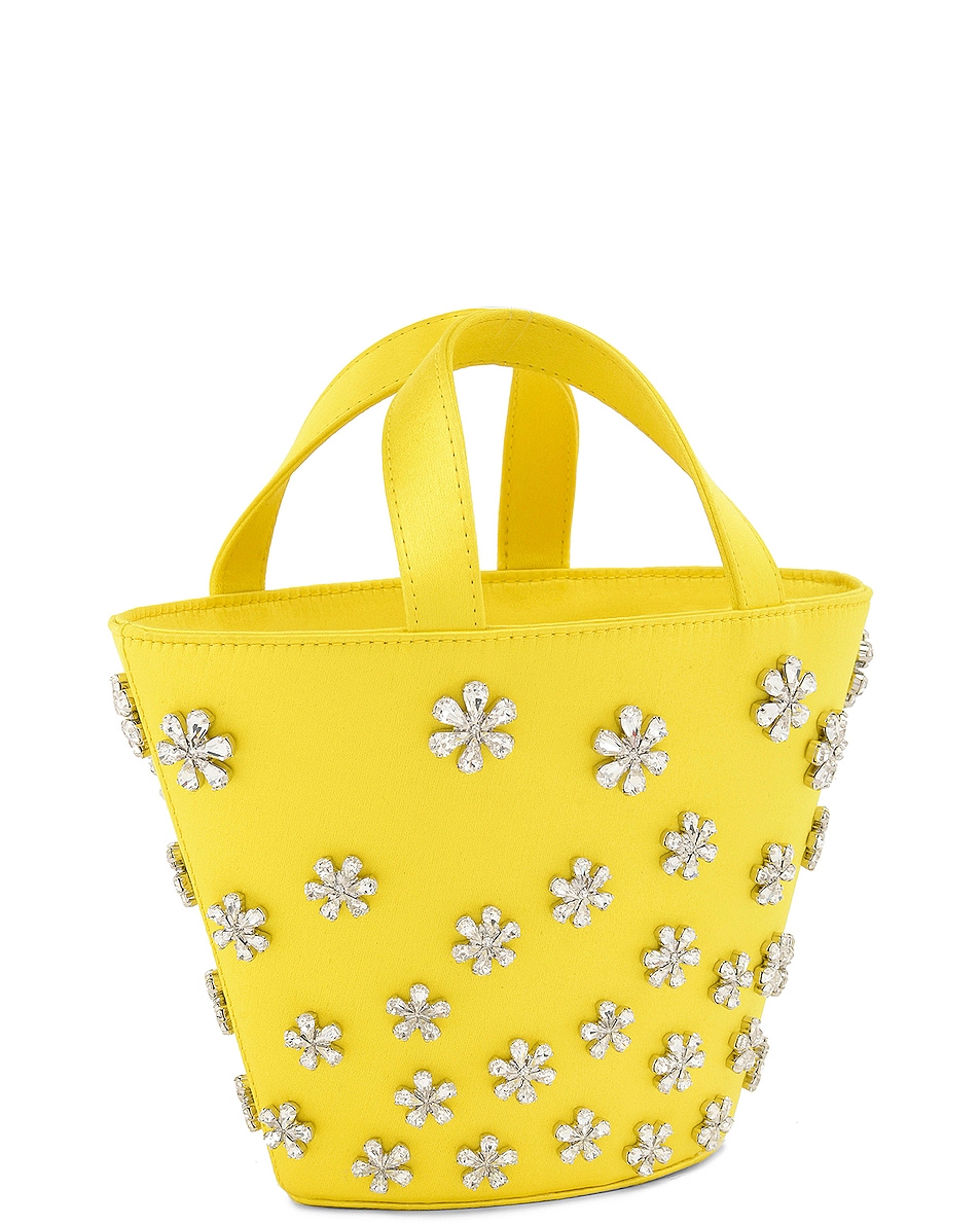 AMINA MUADDI Lily Satin Bucket Bag in Yellow | FWRD