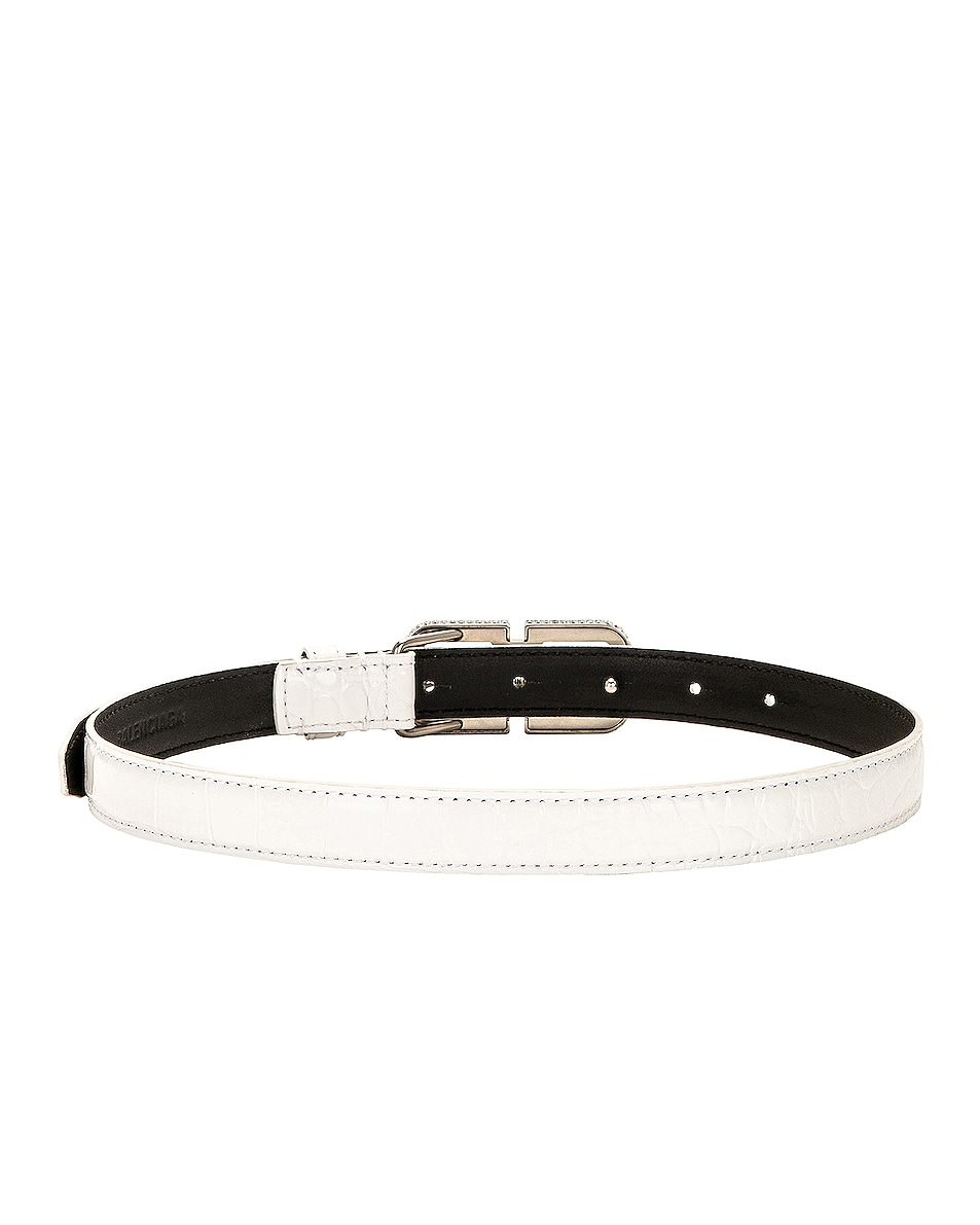 Balenciaga BB Hourglass Belt in Optic White | FWRD