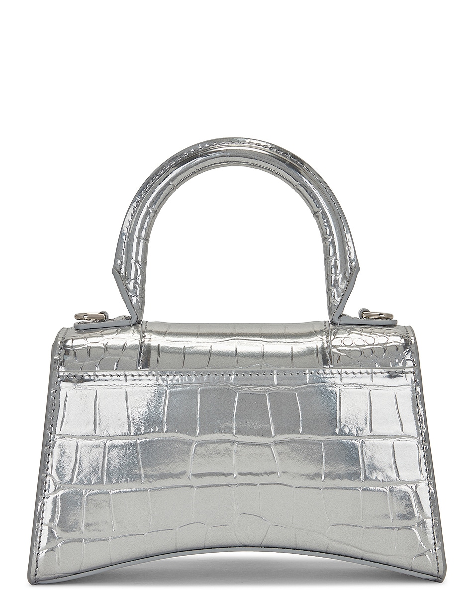 Balenciaga XS Hourglass Top Handle Bag in Silver | FWRD