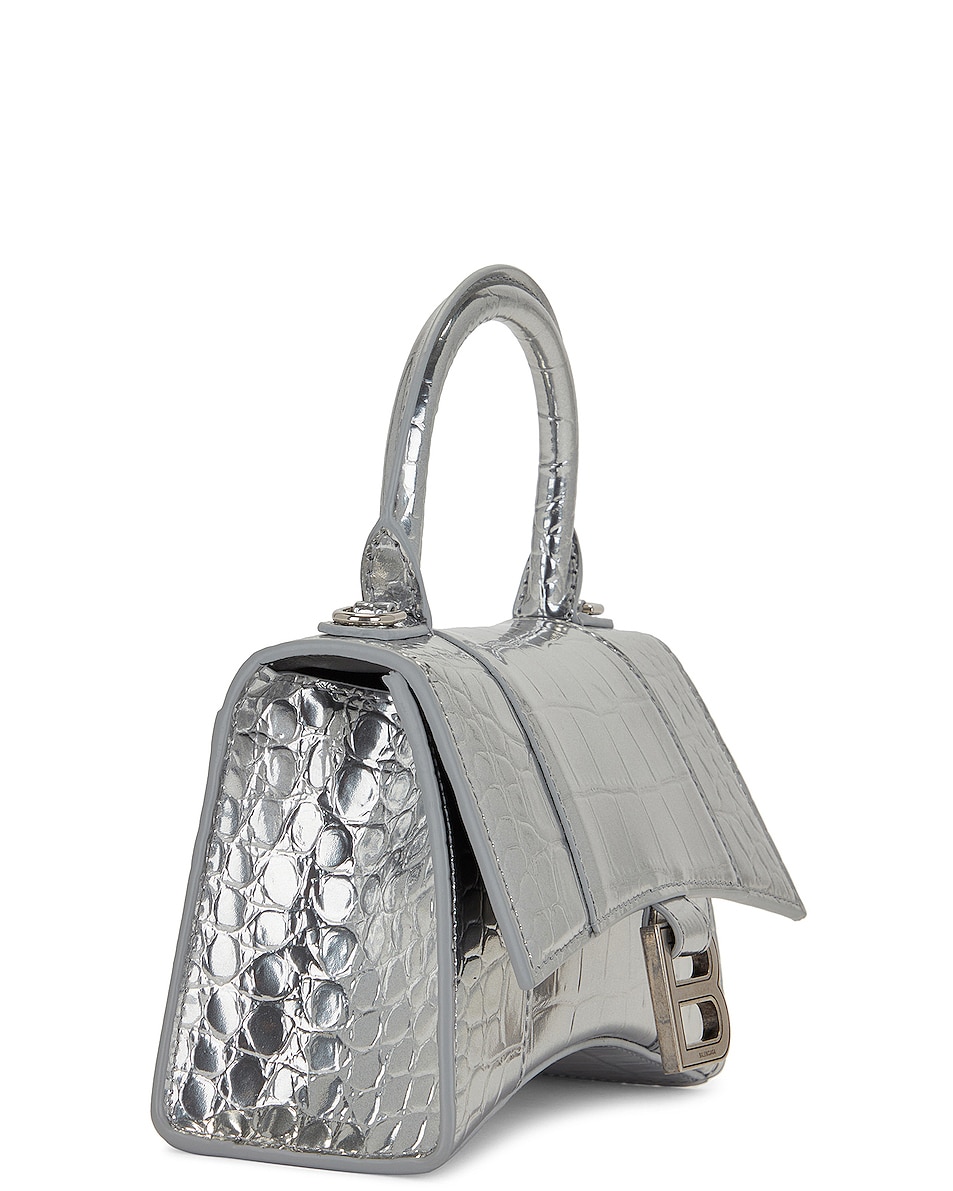Balenciaga XS Hourglass Top Handle Bag in Silver | FWRD