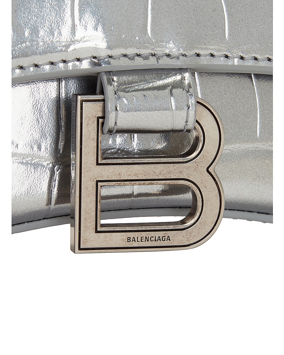 Balenciaga XS Hourglass Top Handle Bag in Silver | FWRD