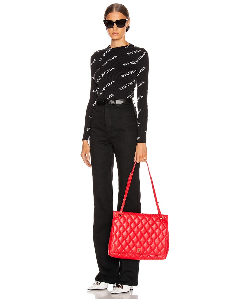 Balenciaga Large B Shoulder Bag in Bright Red | FWRD