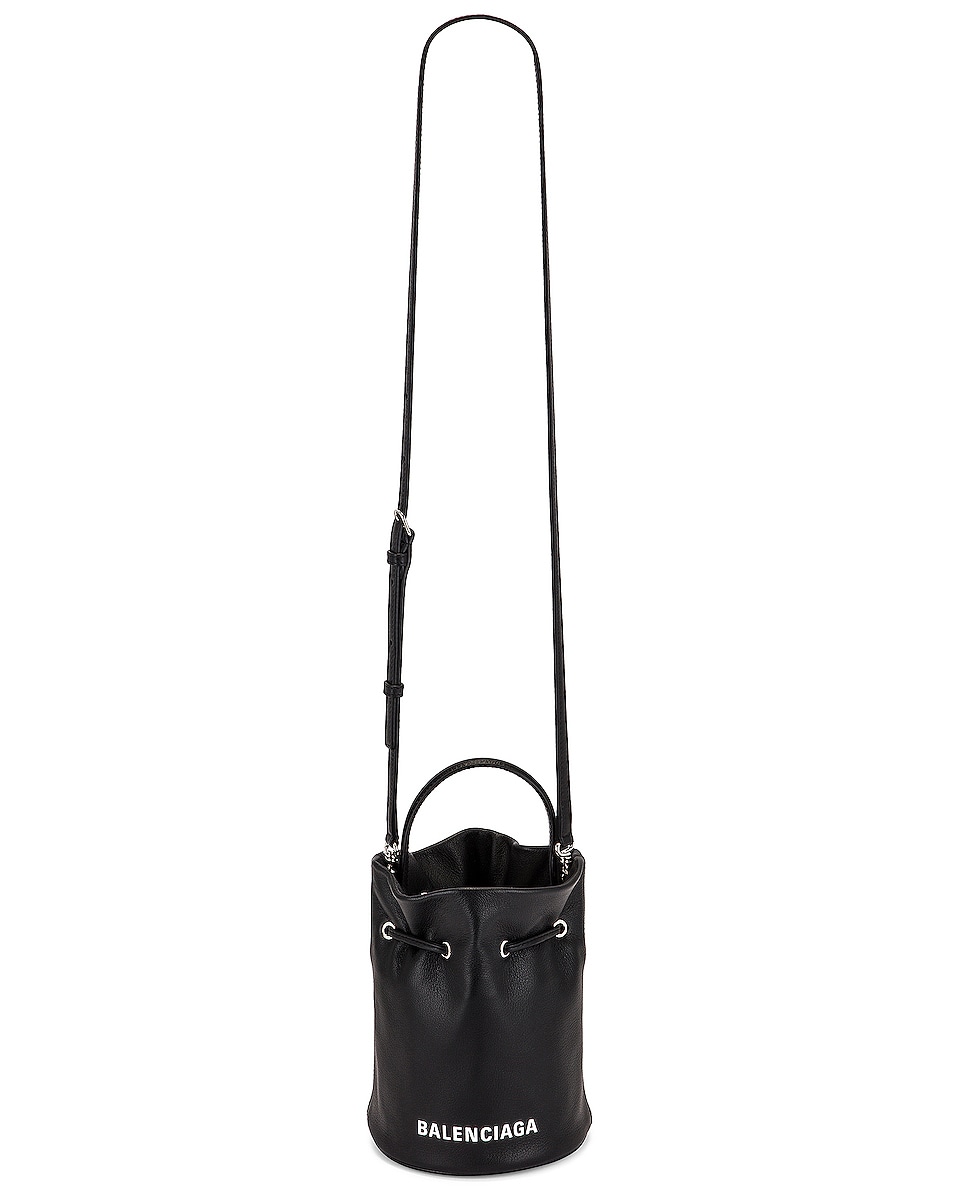 Balenciaga XS Everyday Drawstring Bucket Bag in Black & White | FWRD
