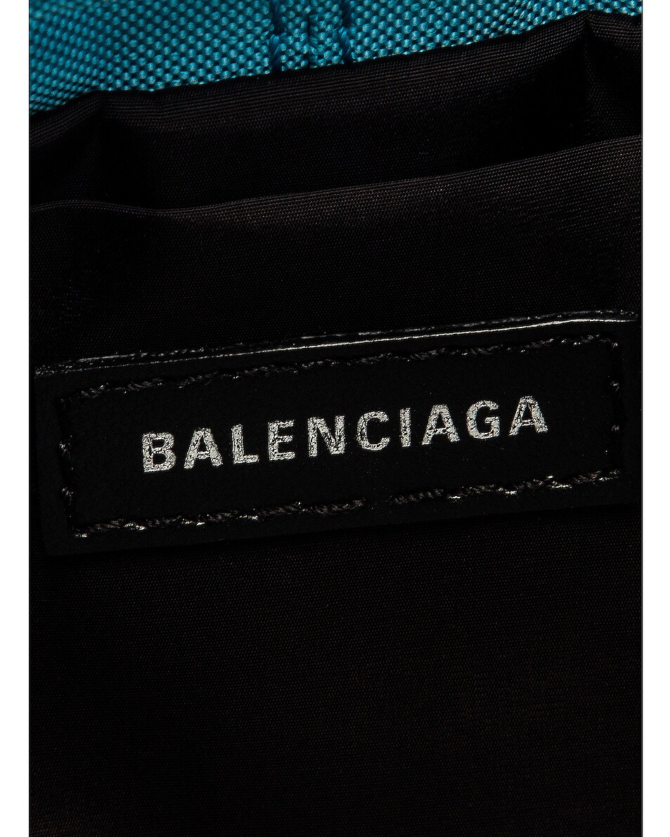 Balenciaga XS Wheel Drawstring Bucket Bag in Azur & White | FWRD