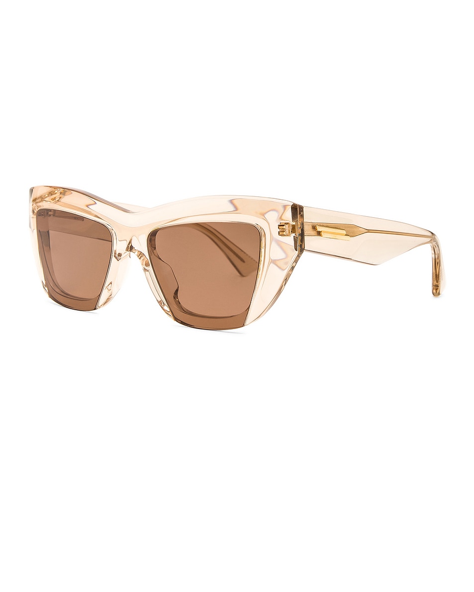 Bottega Veneta Edgy Square Sunglasses in Shiny Transparent Nude | FWRD