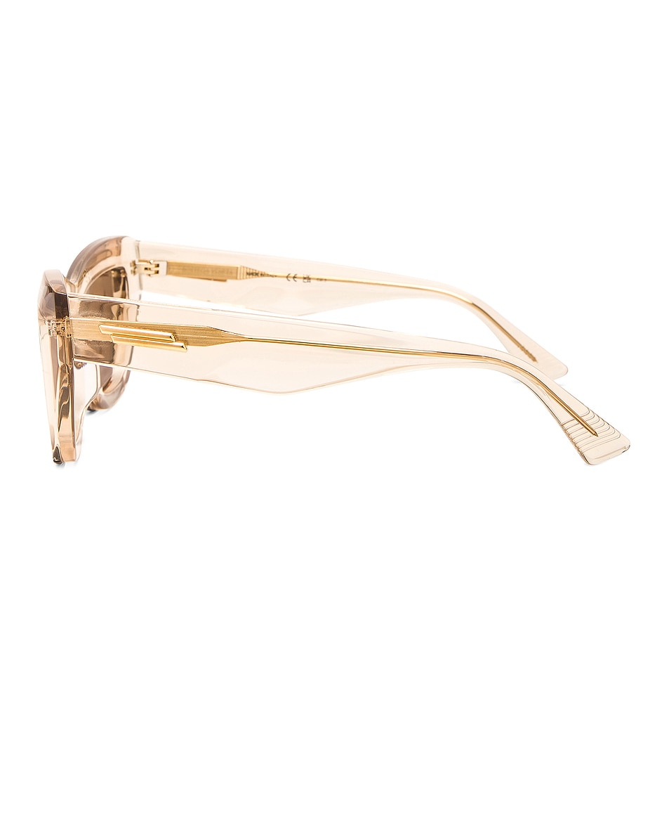 Bottega Veneta Edgy Square Sunglasses in Shiny Transparent Nude | FWRD