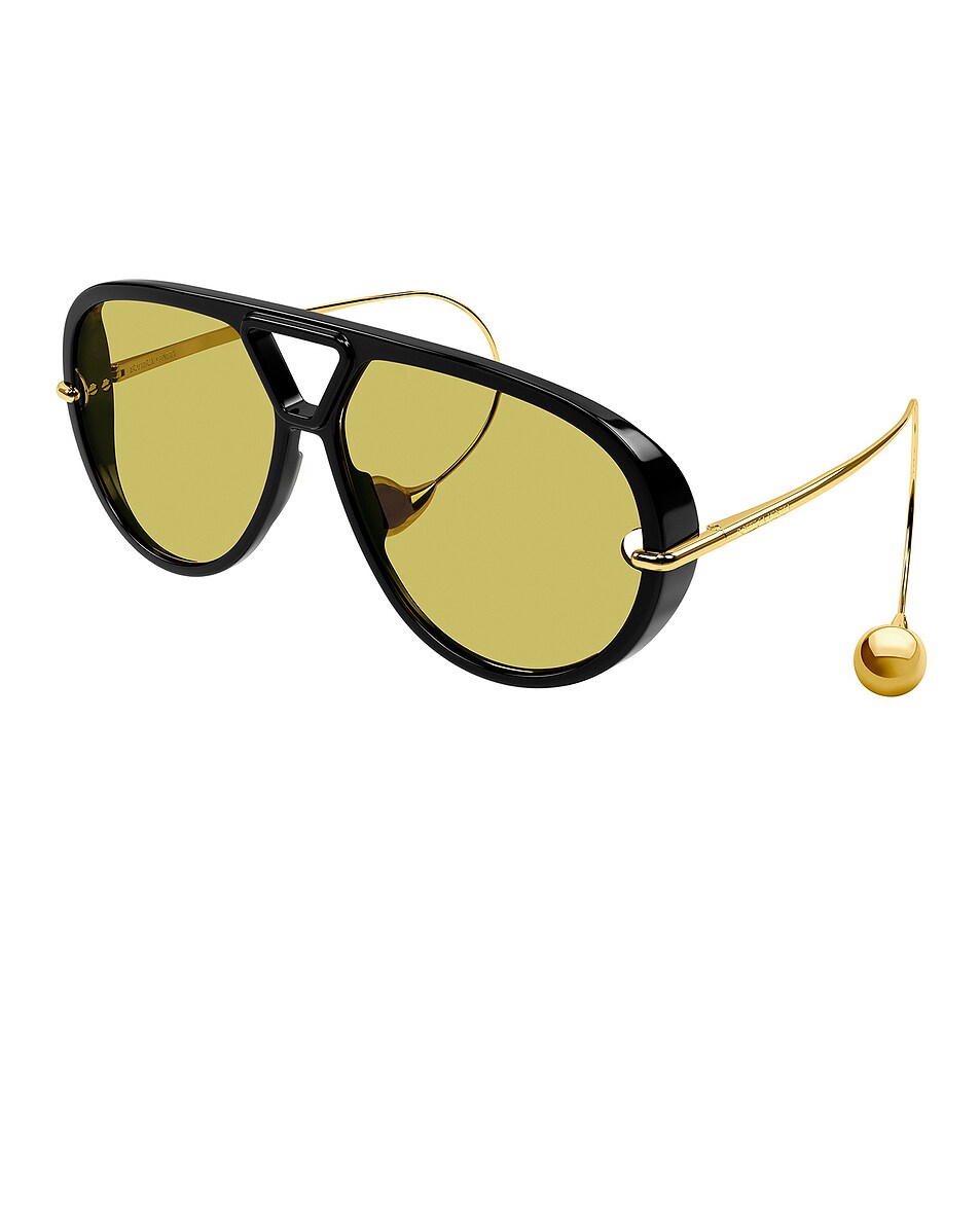 Bottega Veneta Pilot Drop Sunglasses in Black | FWRD