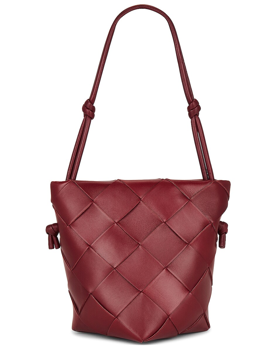 Bottega Veneta Clasp Bucket Bag in Bordeaux & Gold | FWRD