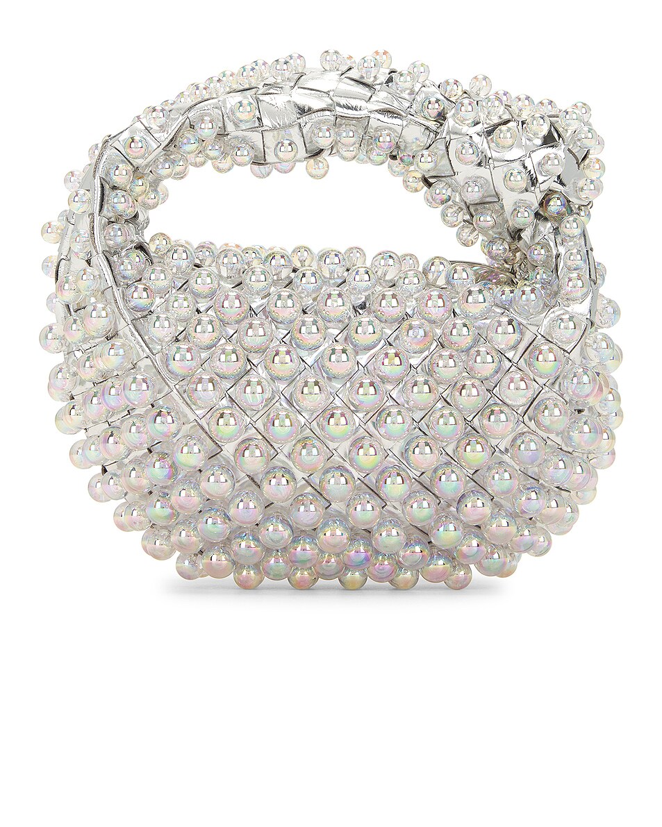 Bottega Veneta Mini Jodie Bag in Silver, Transparent, & Silver | FWRD