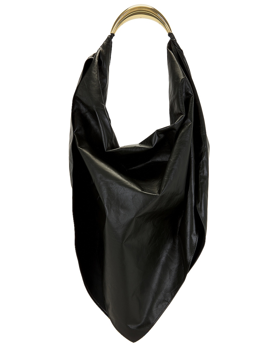 Bottega Veneta Bandana Shoulder Bag in Dark Green & M Brass | FWRD