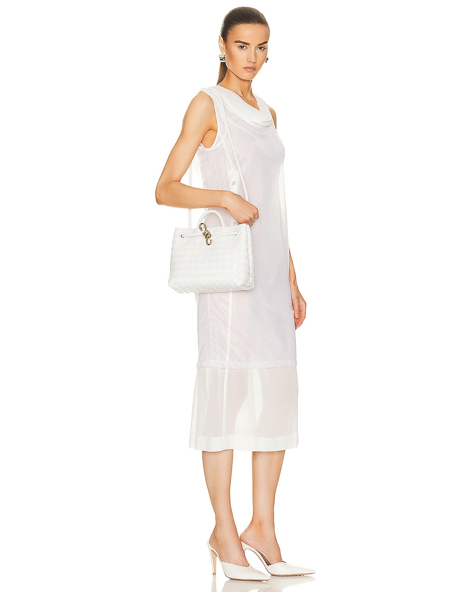 Bottega Veneta Small Andiamo Bag in White & Muse Brass | FWRD