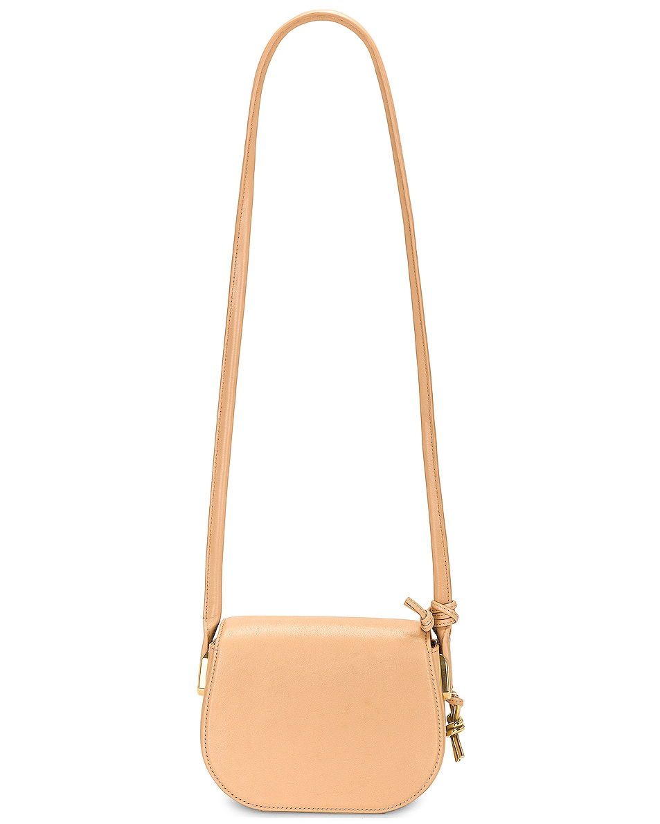 Bottega Veneta Mini Desiree Crossbody Bag in Almond & Muse Brass | FWRD