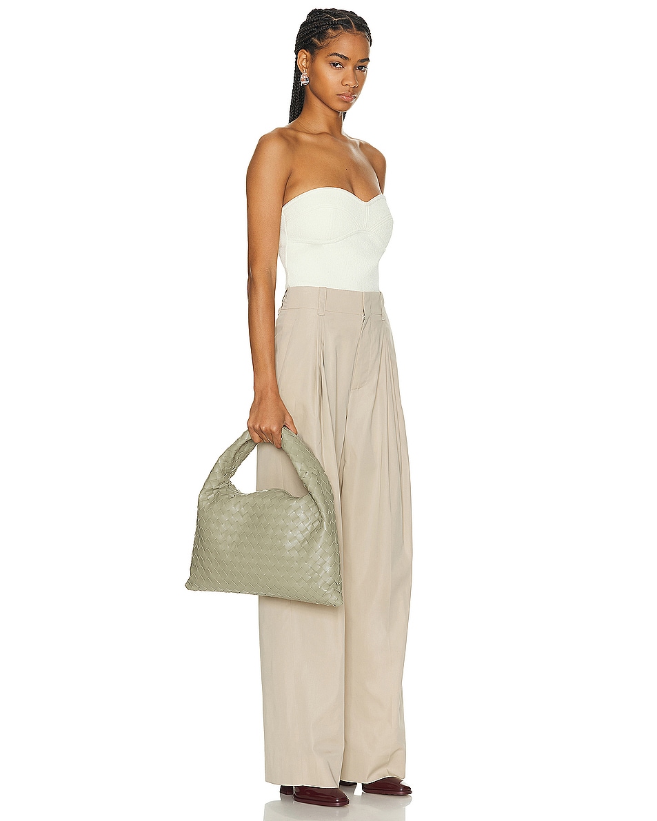 Bottega Veneta Small Hop Bag in Travertine & Muse Brass | FWRD