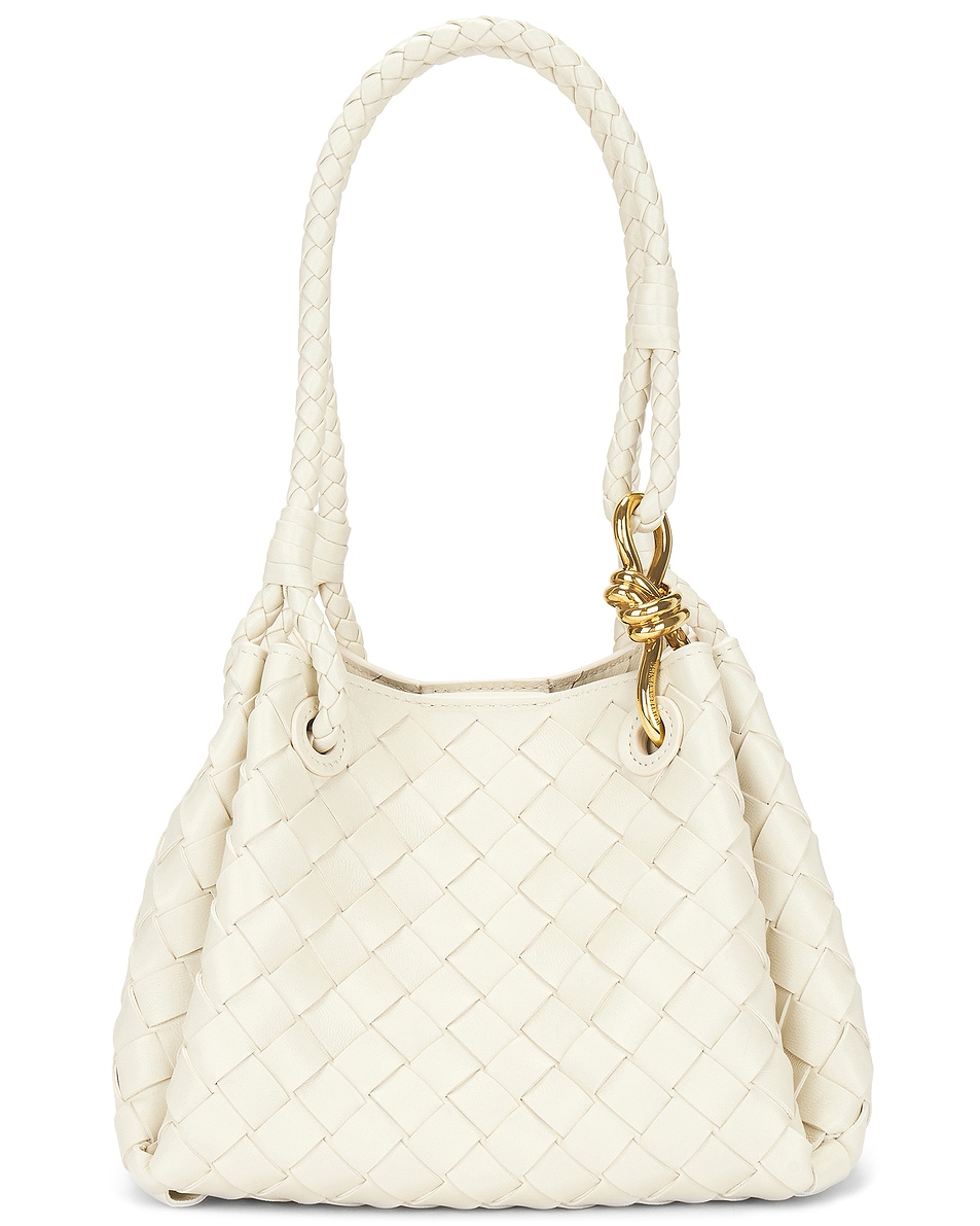 Bottega Veneta Small Andiamo Parachute Bag in Sea Salt & Muse Brass | FWRD