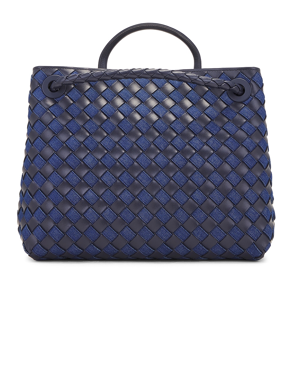 Bottega Veneta Medium Andiamo Bag in Abyss, Indigo, & Muse Brass | FWRD