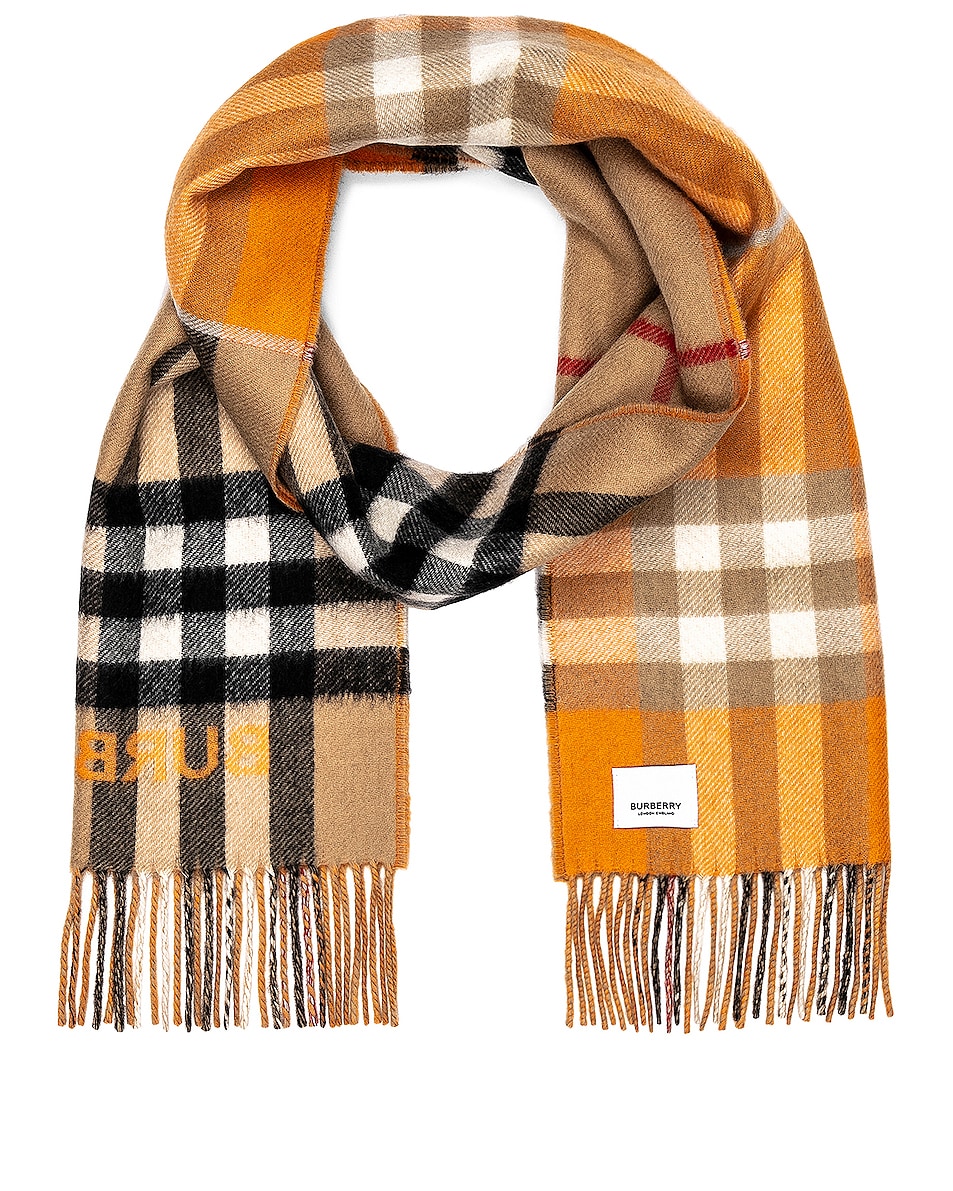 Burberry Giant Check Lateral Split Scarf in Archive Brown & Orange | FWRD