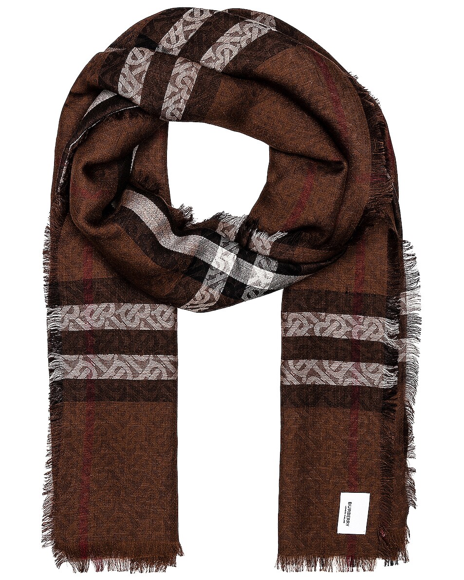 Burberry Giant Check Scarf in Dark Birch Brown | FWRD