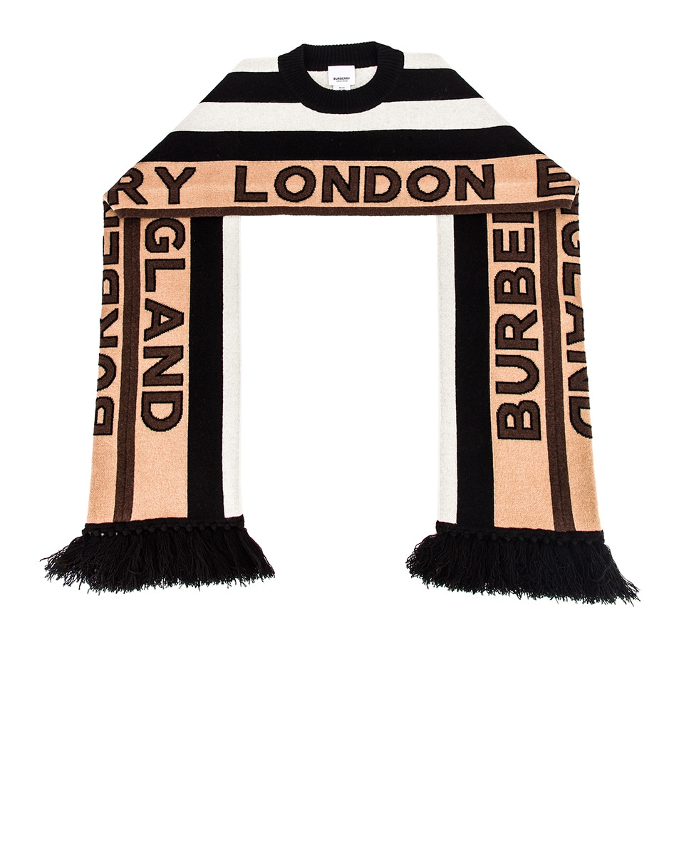 Burberry BB Football Scarf in Briddle Brown | FWRD