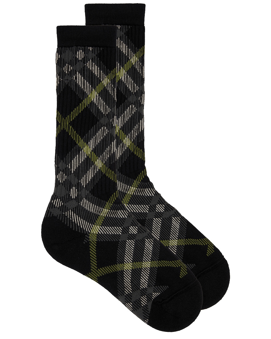 Burberry Check Crew Socks in Indigo IP Check | FWRD