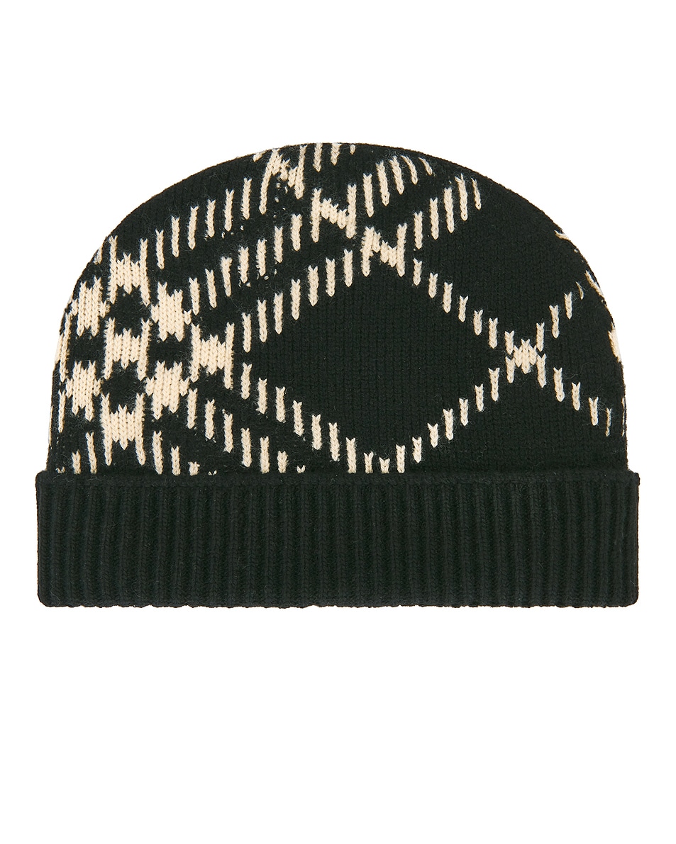 Burberry Core Check Beanie in Black & Calico IP Check | FWRD