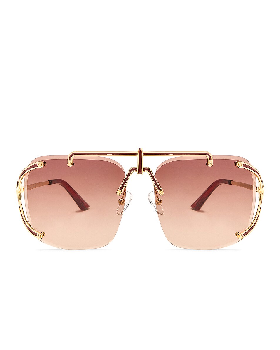Casablanca Metal Square Aviator Sunglasses in Gold, Wine, & Brown ...