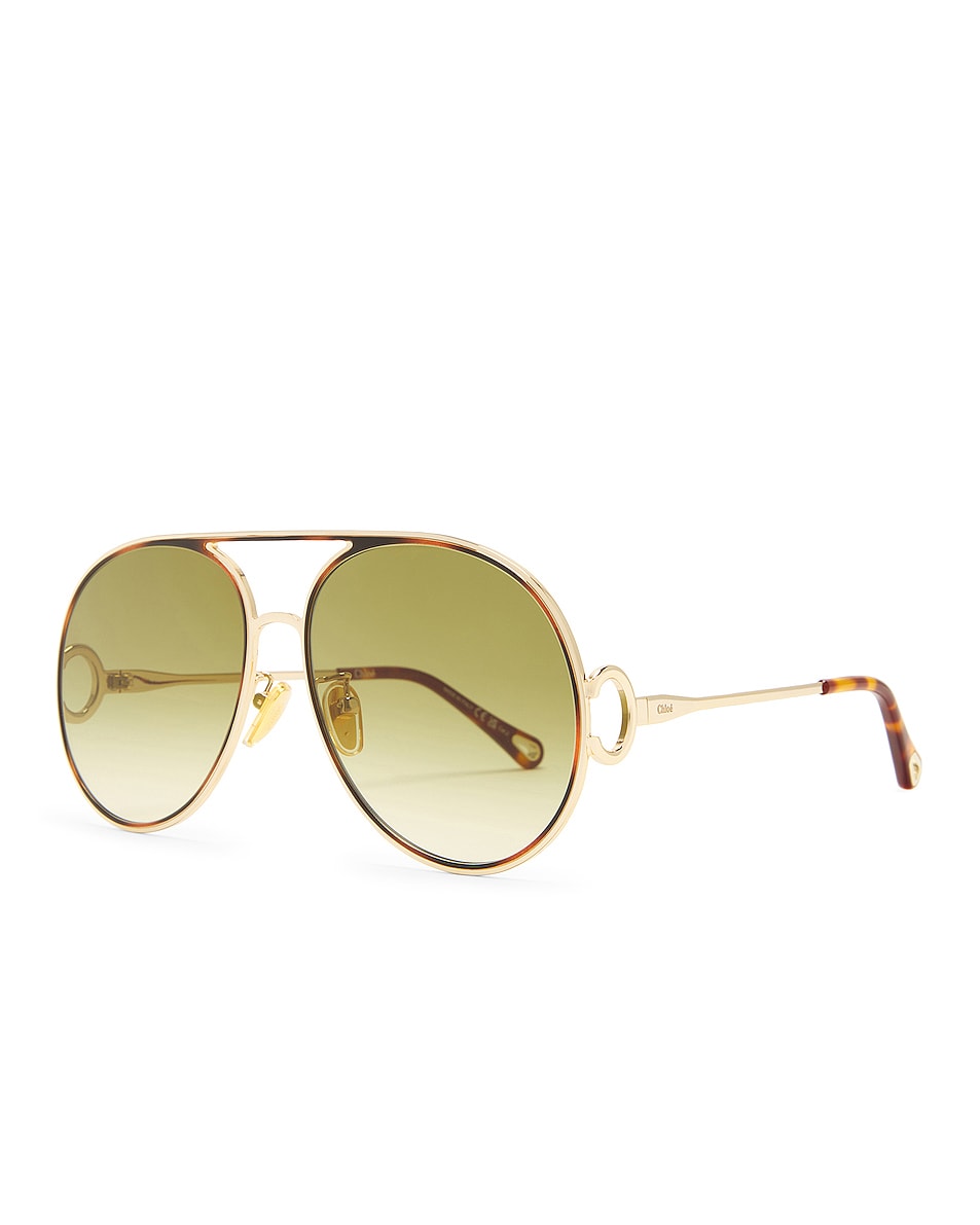 Chloe Pilot Frame Metal Sunglasses in Gold | FWRD