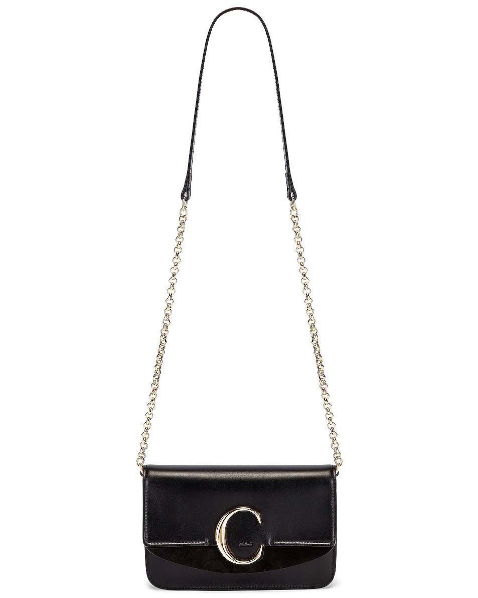 Chloe C Chain Clutch Bag in Black | FWRD