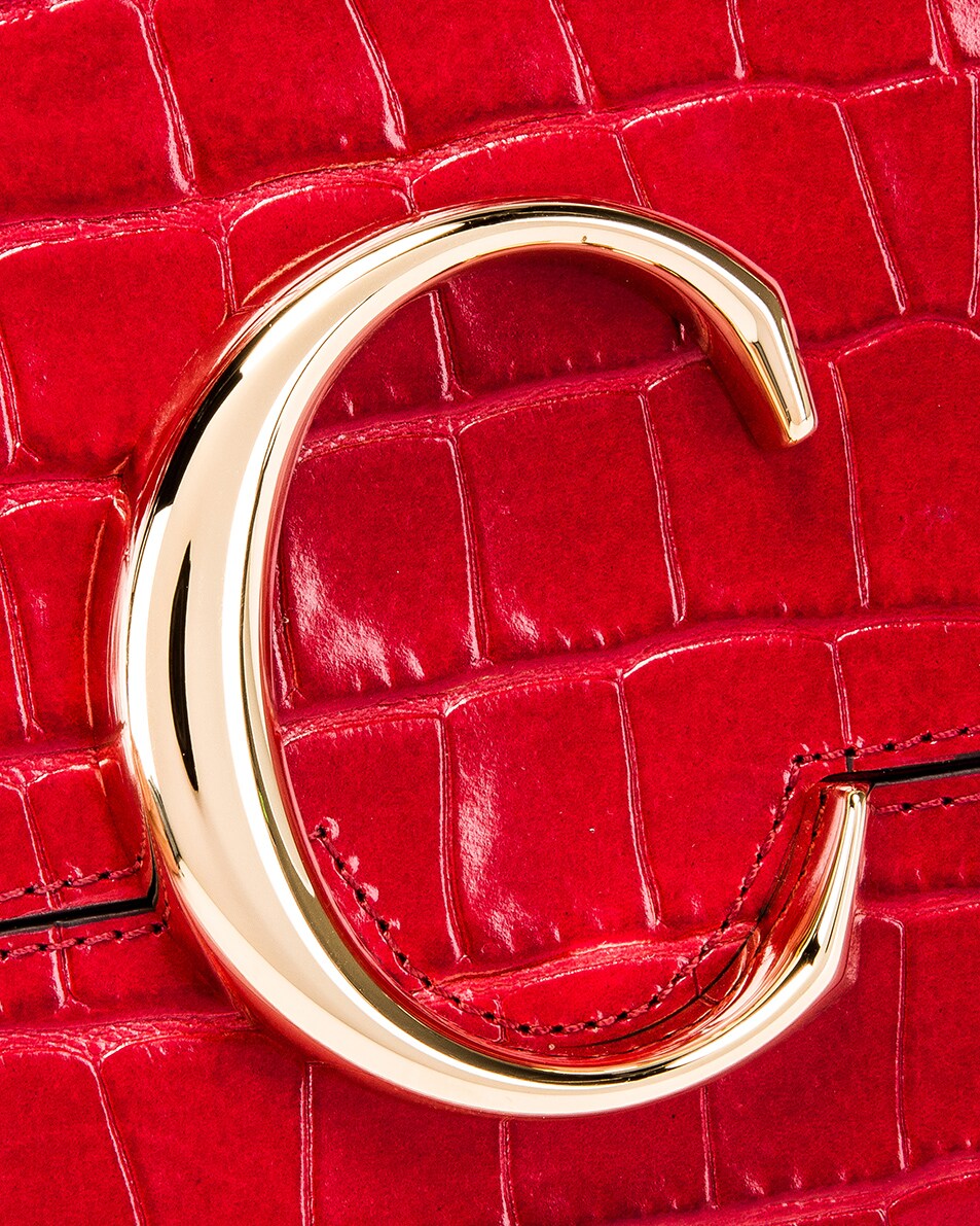 Chloe C Croc Embossed Pouch in Dusky Red | FWRD