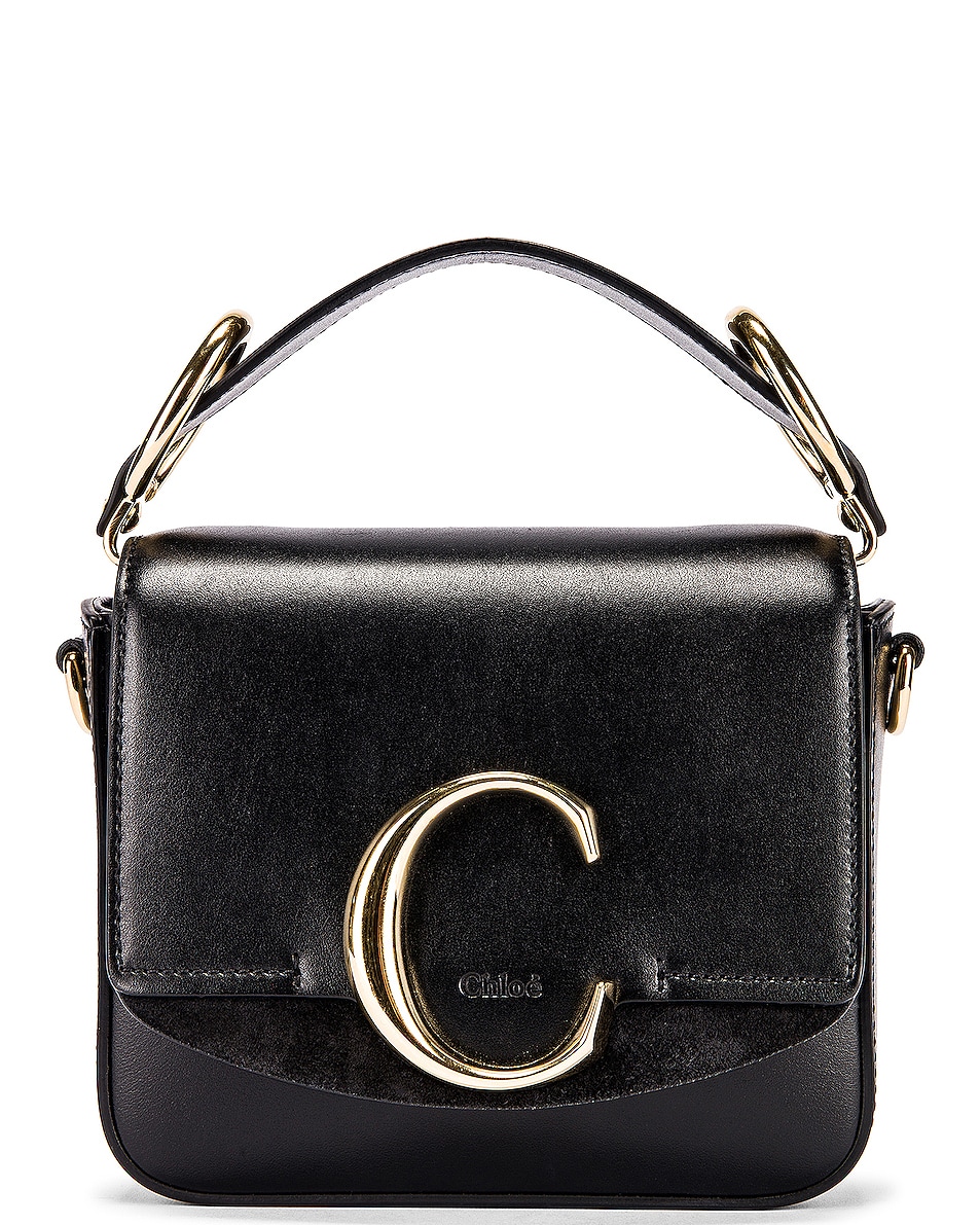 Chloe Mini C Box Bag in Black | FWRD