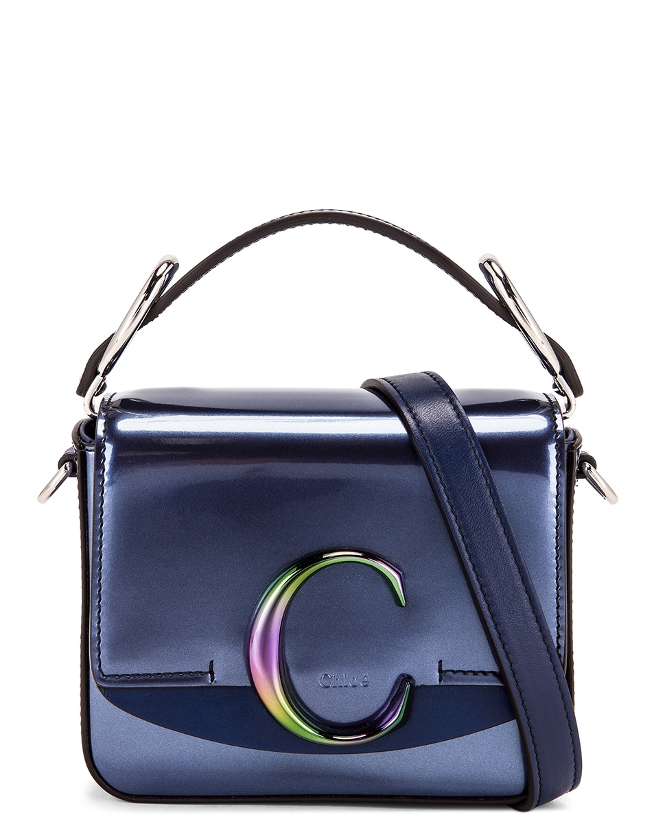 Chloe Mini C Iridescent Box Bag in Captive Blue | FWRD