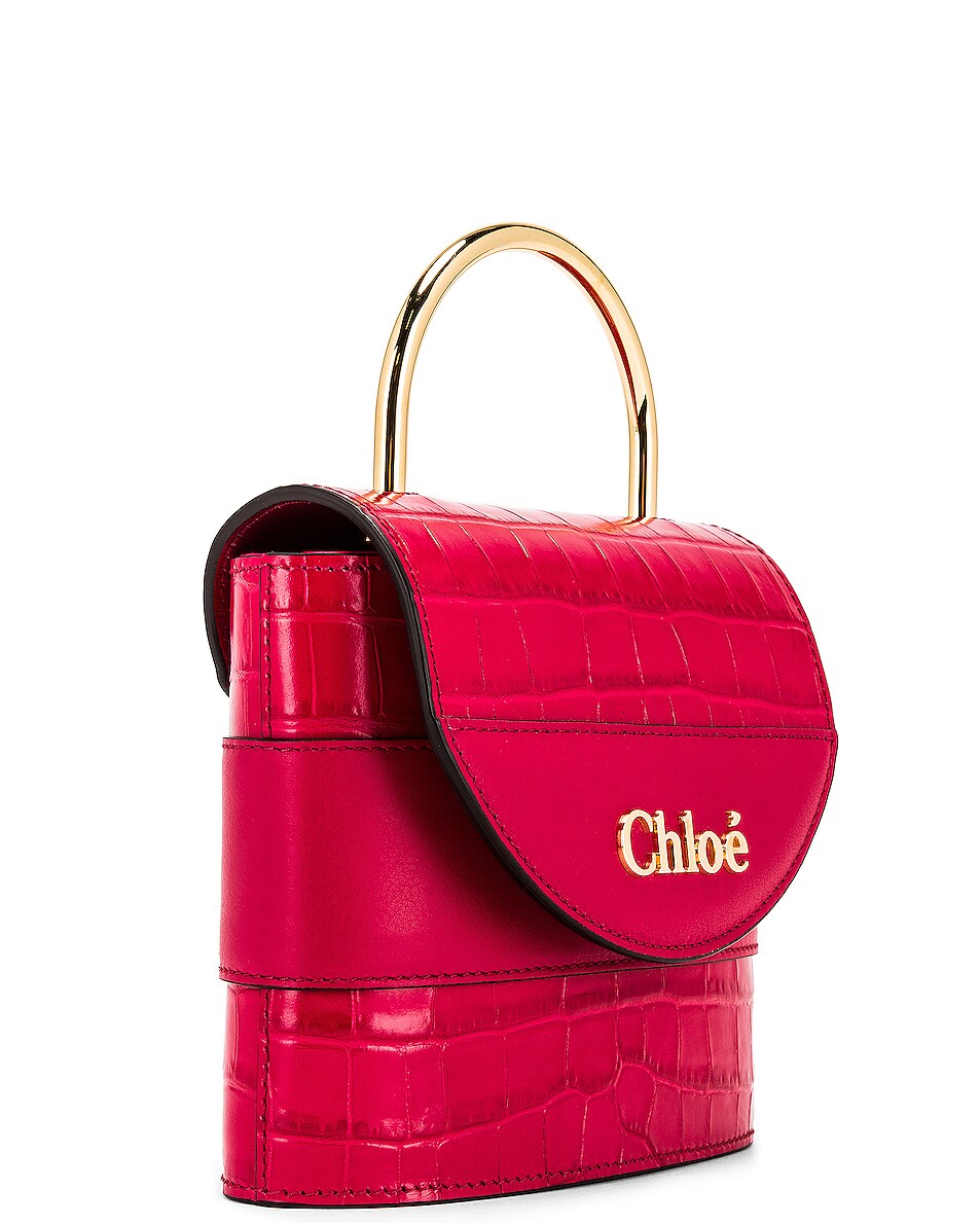Chloe Small Abylock Embossed Croc Padlock Bag in Crimson Pink | FWRD