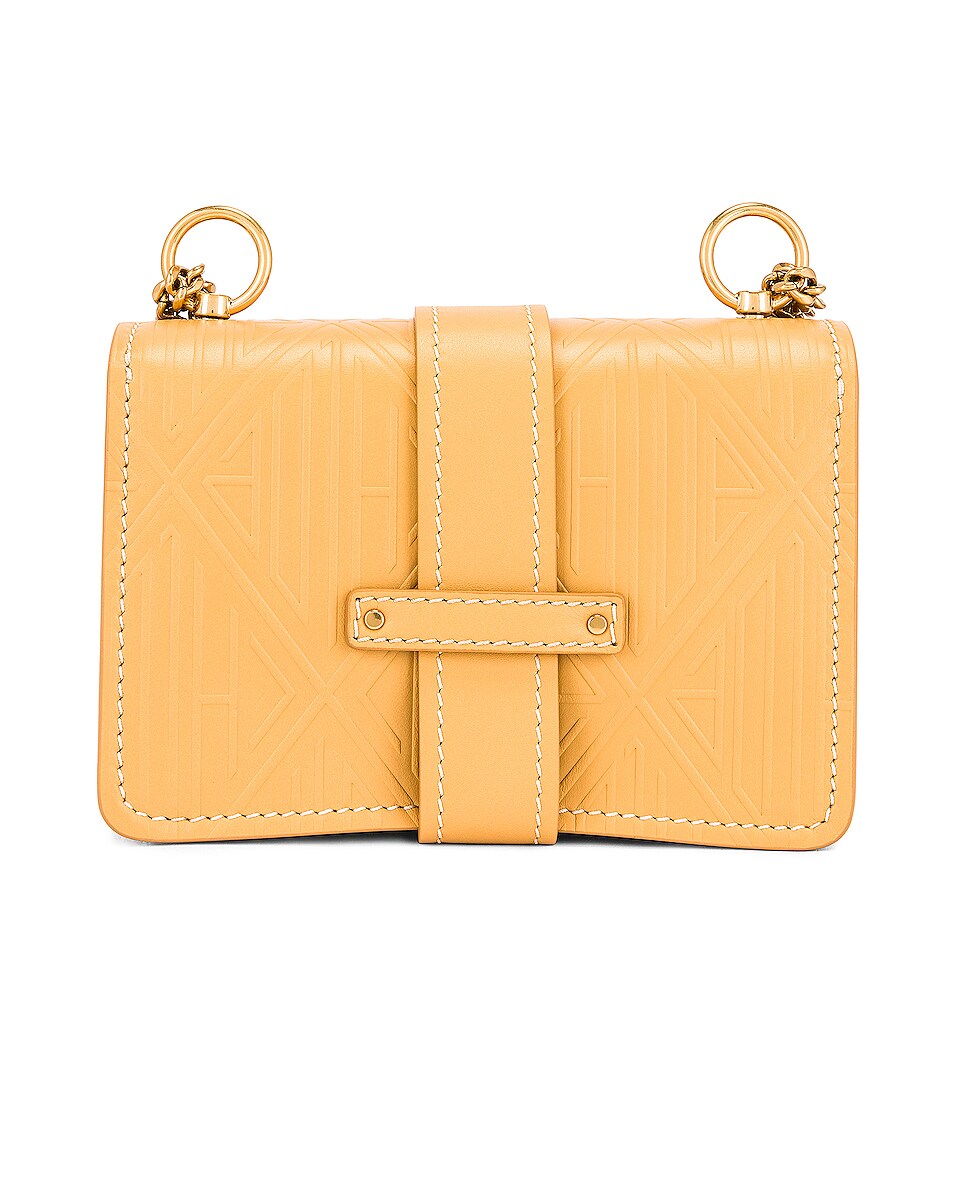 Chloe Mini Aby Chain Embossed Monogram Shoulder Bag in Honey Gold | FWRD