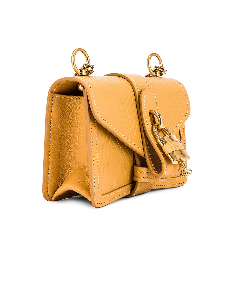 Chloe Mini Aby Chain Embossed Monogram Shoulder Bag in Honey Gold | FWRD