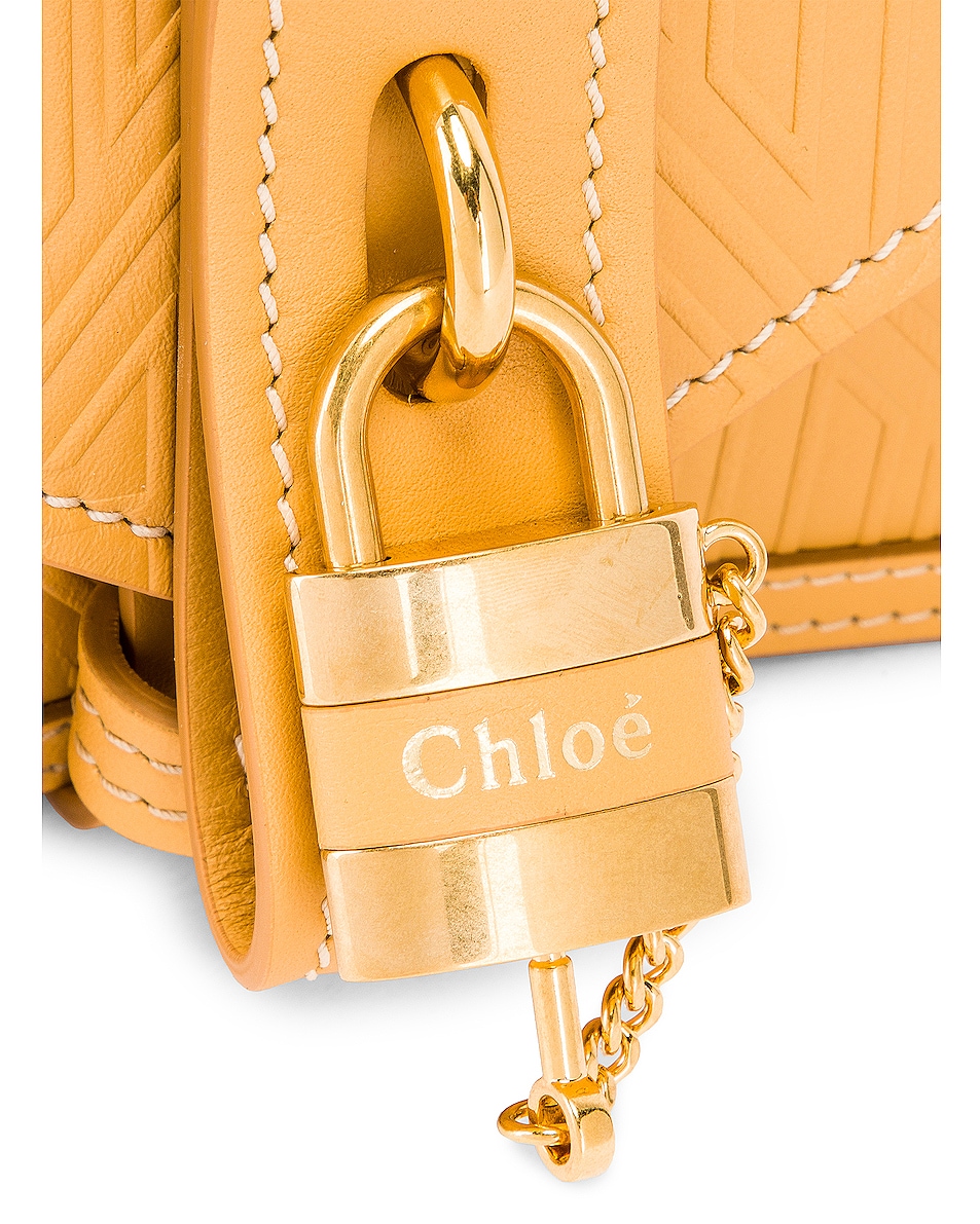 Chloe Mini Aby Chain Embossed Monogram Shoulder Bag in Honey Gold | FWRD