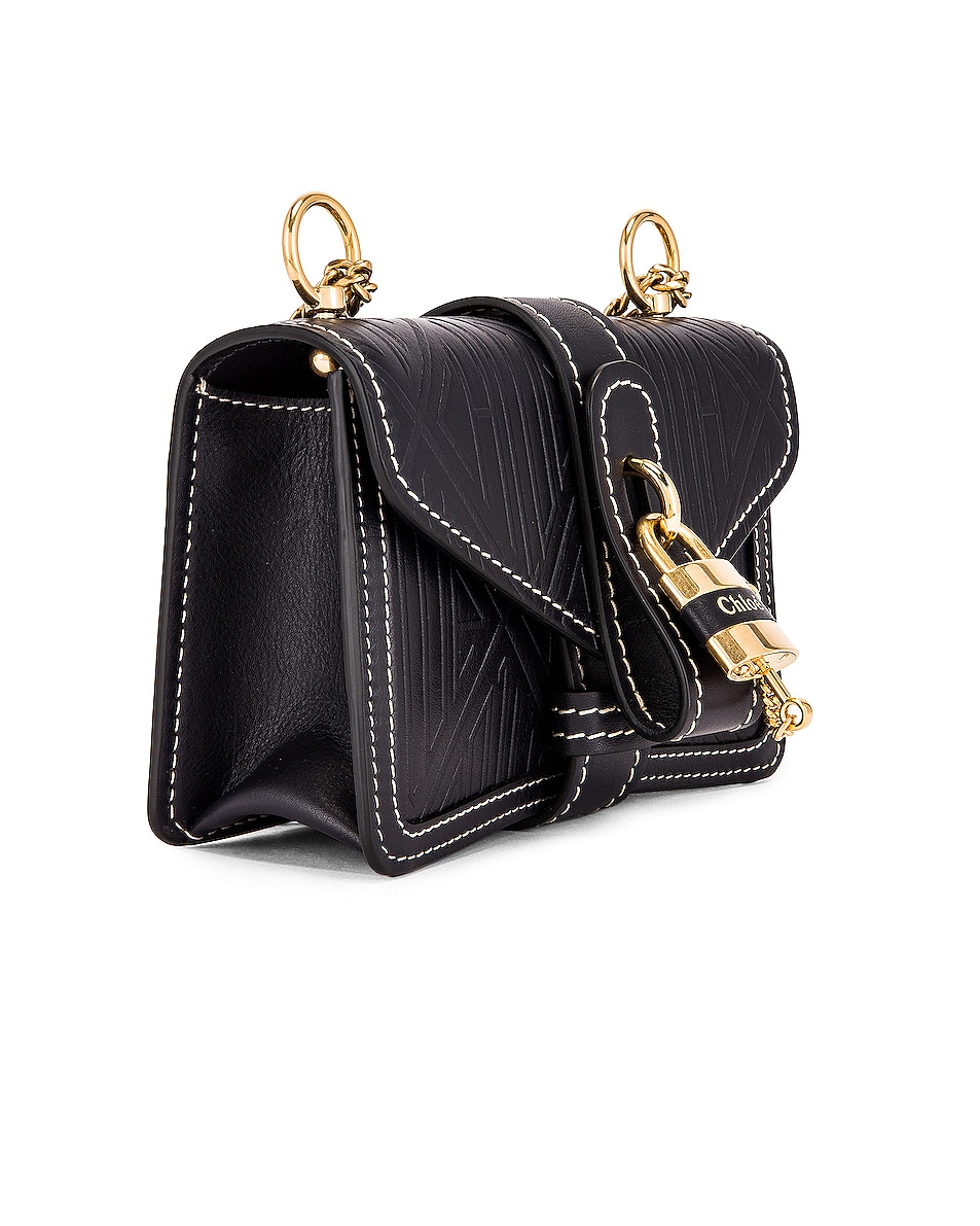 Chloe Mini Aby Chain Embossed Monogram Shoulder Bag in Full Blue | FWRD