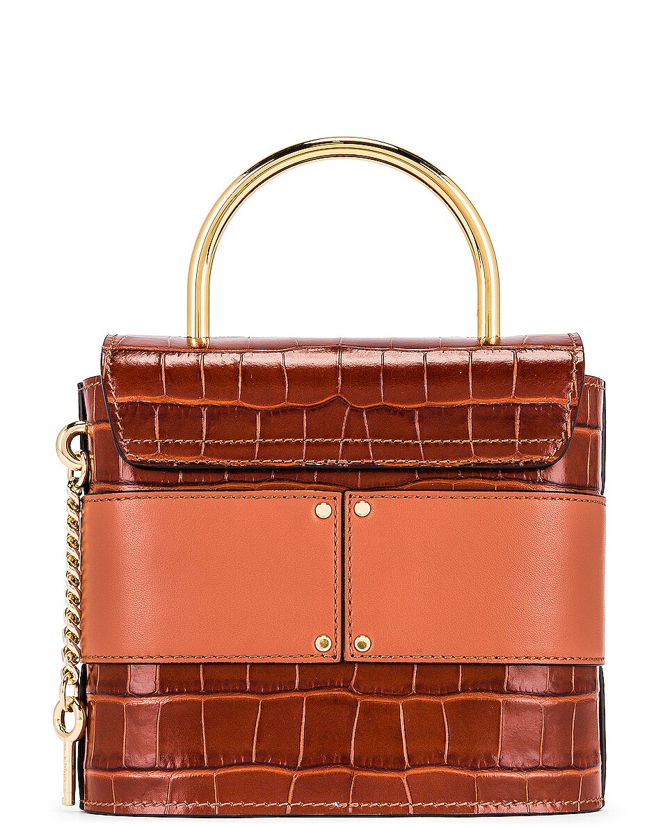 Chloe Small Abylock Embossed Croc Padlock Bag in Chestnut Brown | FWRD