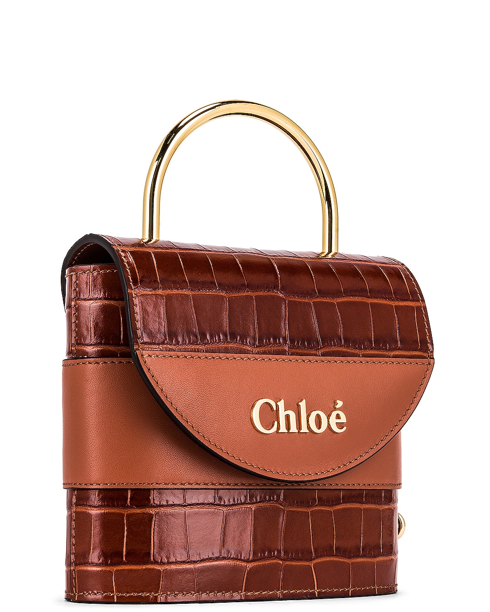 Chloe Small Abylock Embossed Croc Padlock Bag in Chestnut Brown | FWRD