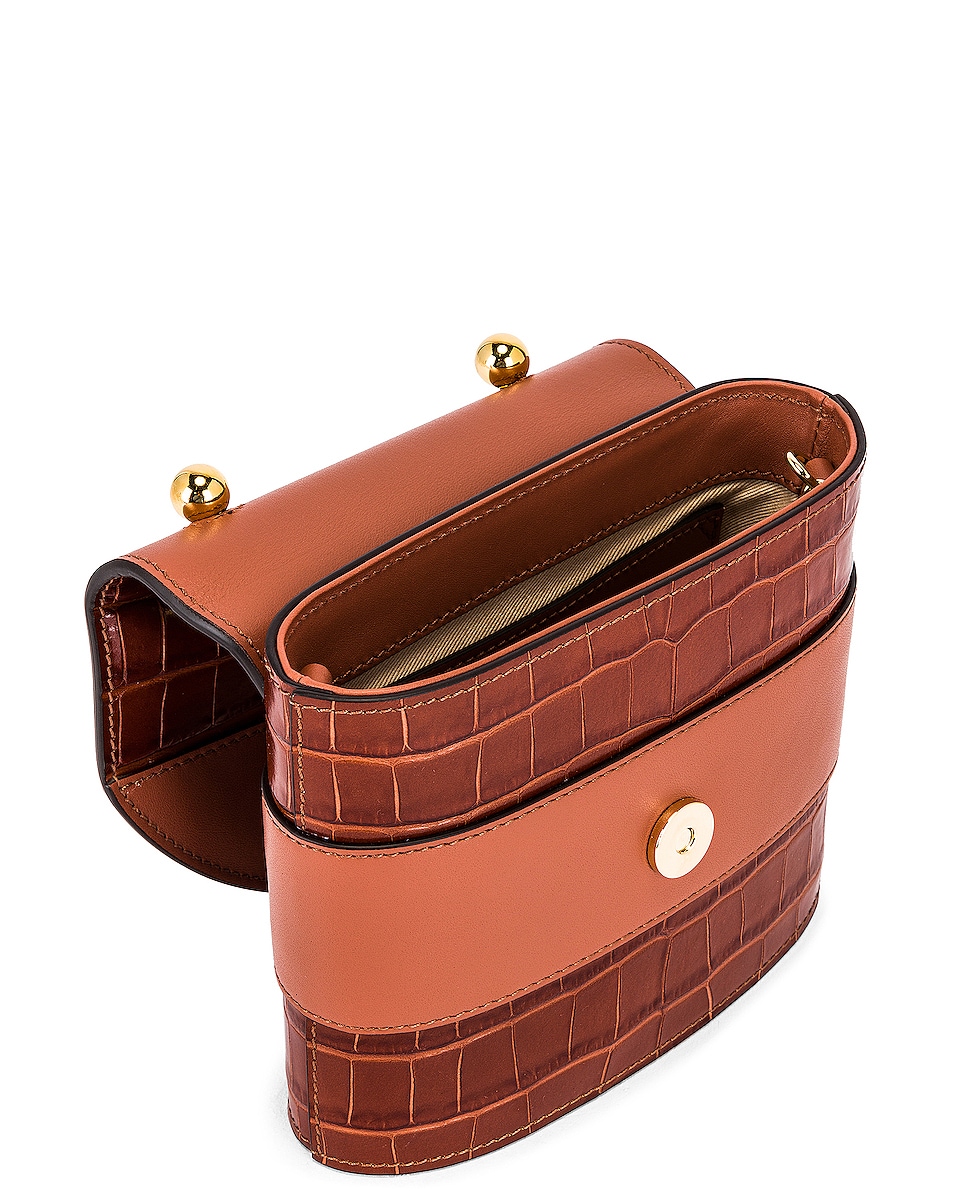 Chloe Small Abylock Embossed Croc Padlock Bag in Chestnut Brown | FWRD