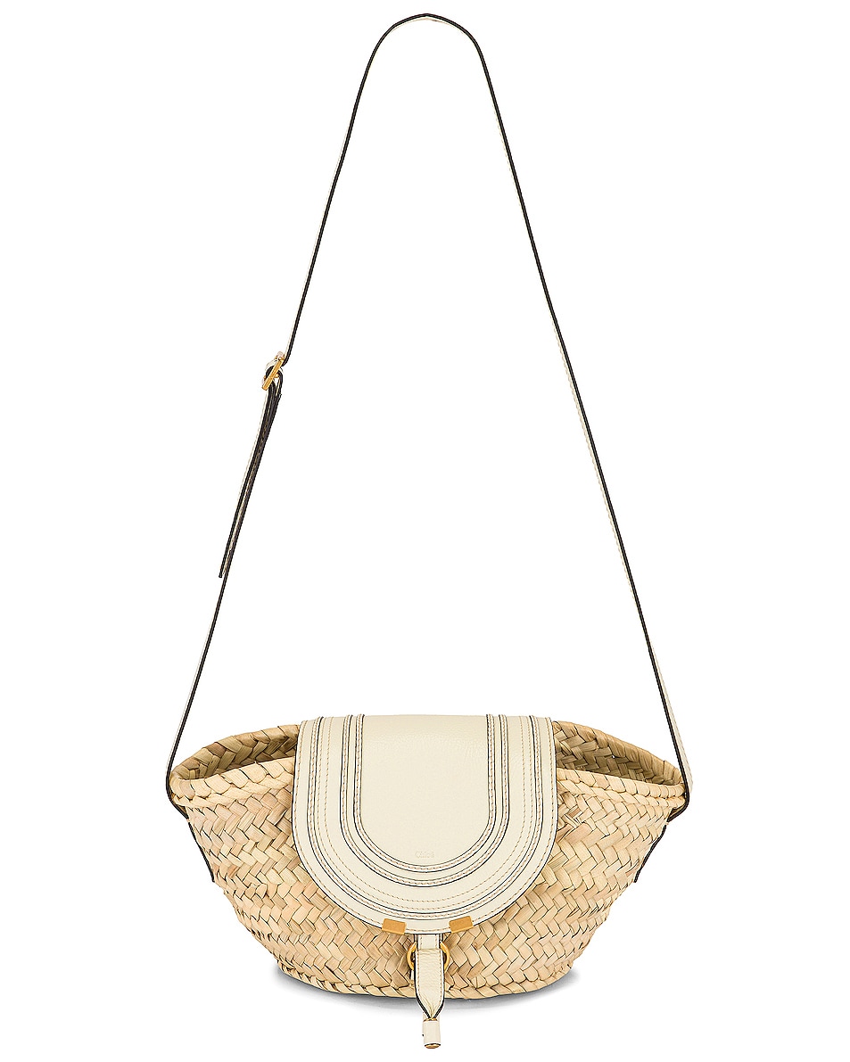 Chloe Raffia Marcie Shoulder Bag in Natural White | FWRD
