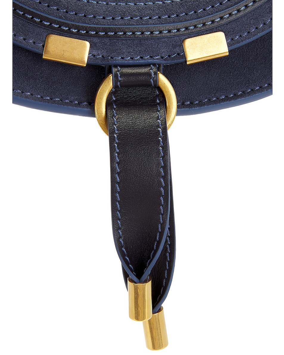Chloe Mini Marcie Saddle Bag in Graphite Navy | FWRD