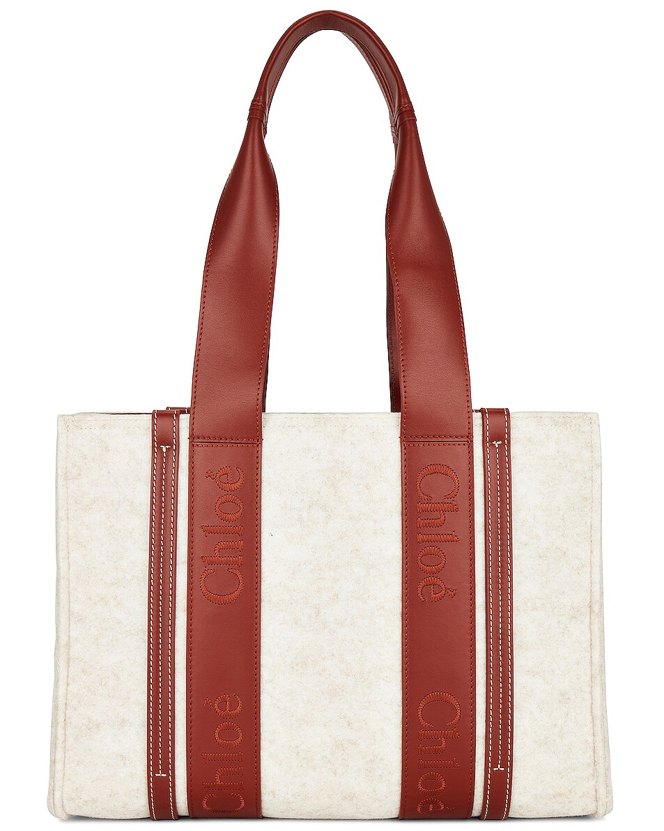 Chloe Medium Woody Felt Tote in Cement Beige | FWRD