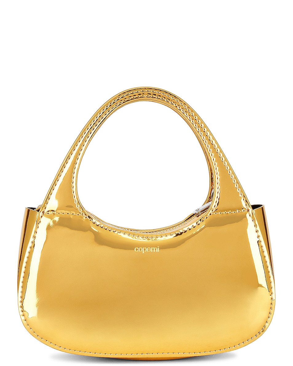 Coperni Metallic Micro Baguette Swipe Bag in Gold | FWRD
