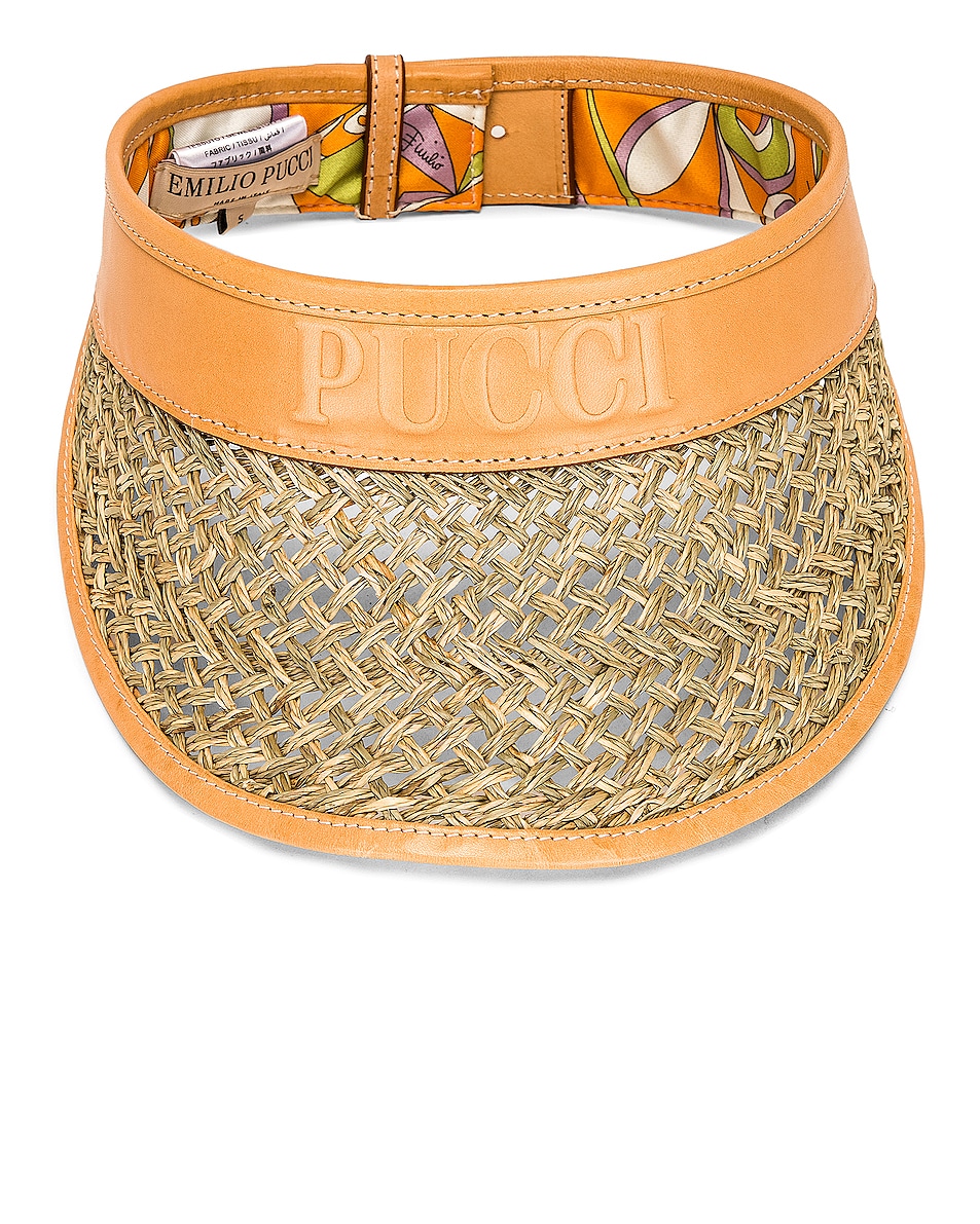 Emilio Pucci Bandierine Visor in Naturale & Arancio & Verde | FWRD