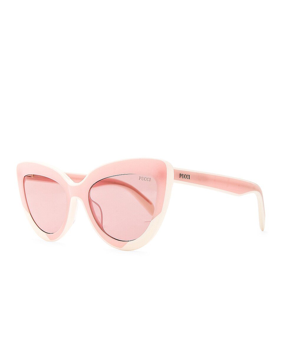 Emilio Pucci Cat Eye Sunglasses in Shiny Opaque Ivory & Milky Pink | FWRD